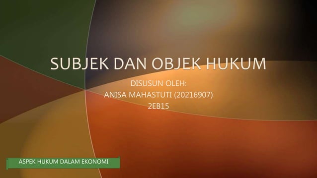Subjek dan objek hukum | PPTX