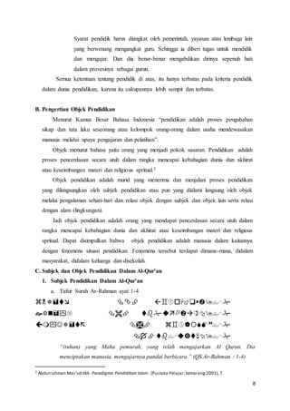 Subjek dan objek pendidikan | DOCX