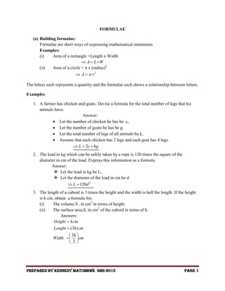 Algebra - Subject of formulae | PDF