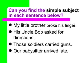 Subject And Predicates | PPT