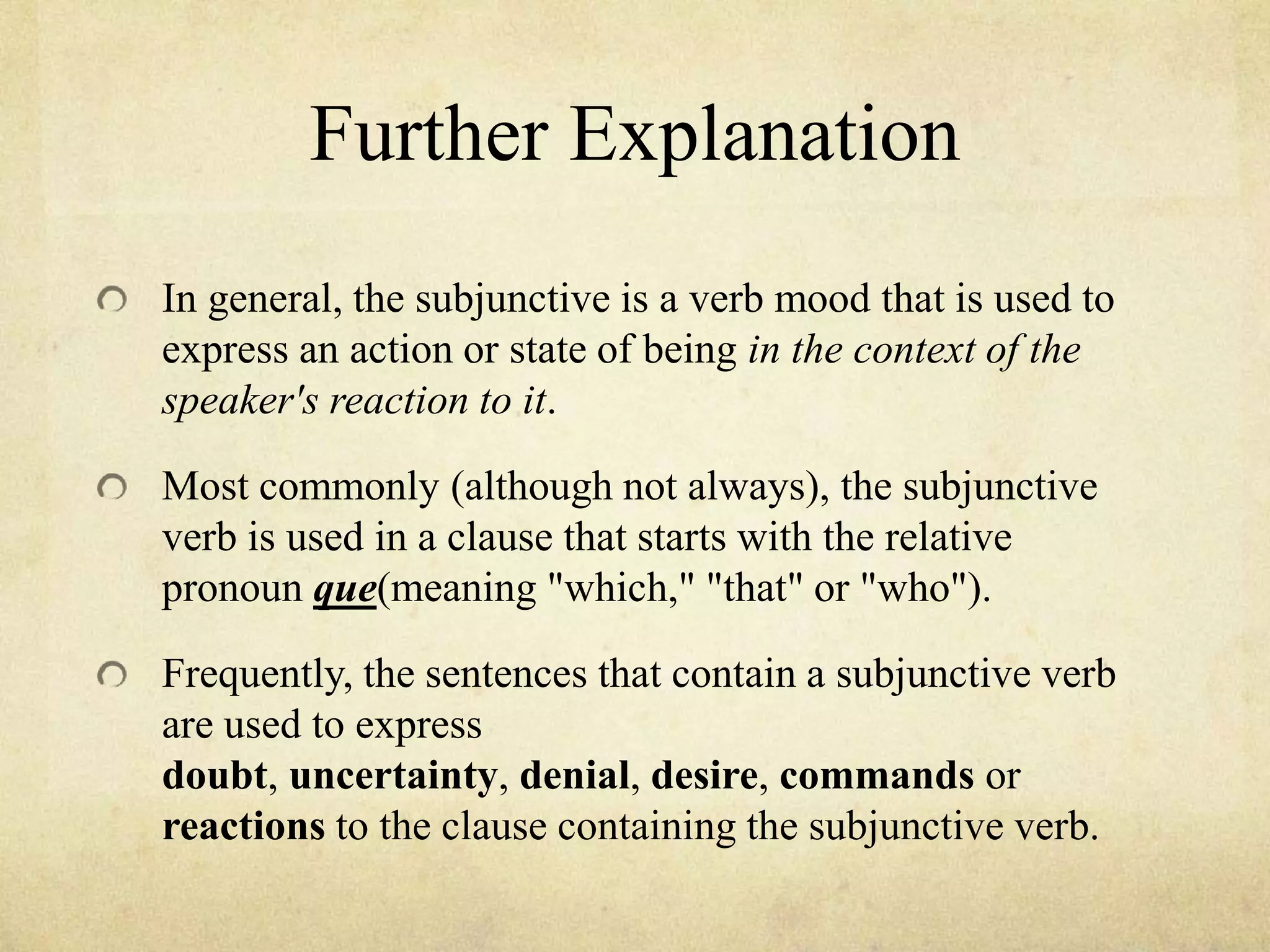 Subjunctive Mood Spanish Intro | PPTX