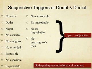 Subjunctive Mood Spanish Intro | PPTX