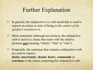 Subjunctive Mood Spanish Intro | PPTX