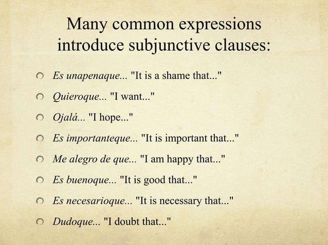 Subjunctive Mood Spanish Intro | PPTX