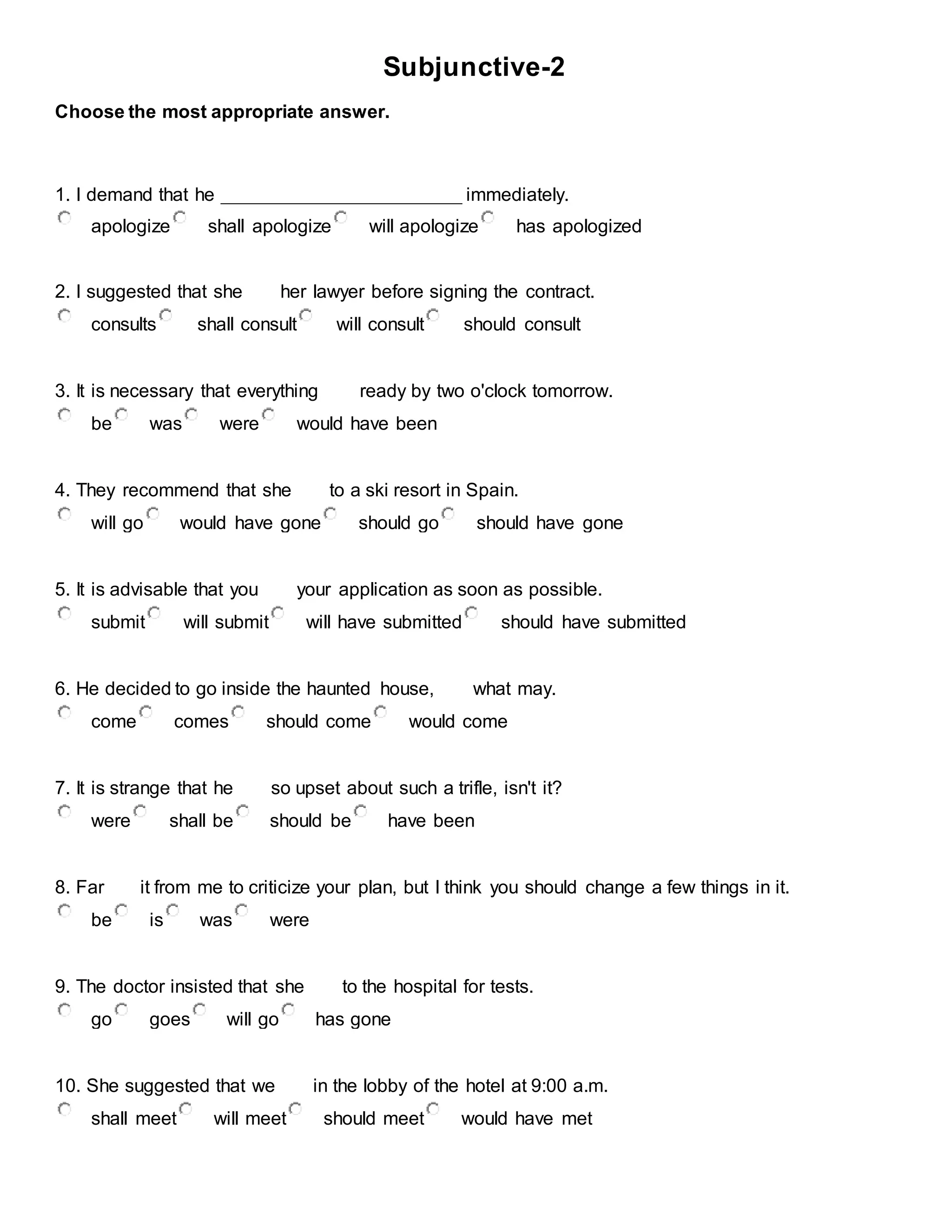 Subjunctive 2 | DOCX