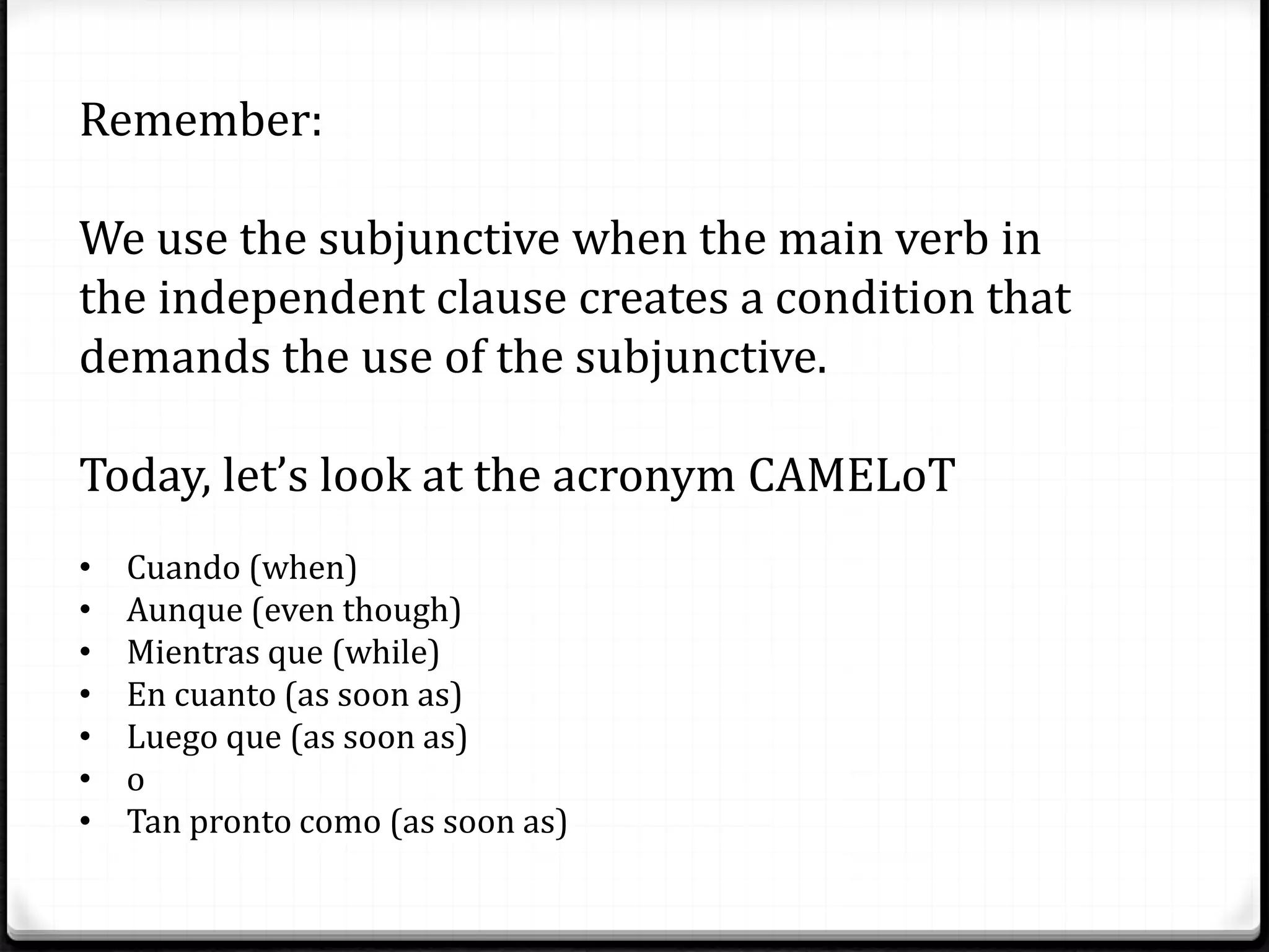 Subjunctive adverb clauses camelot | PPTX