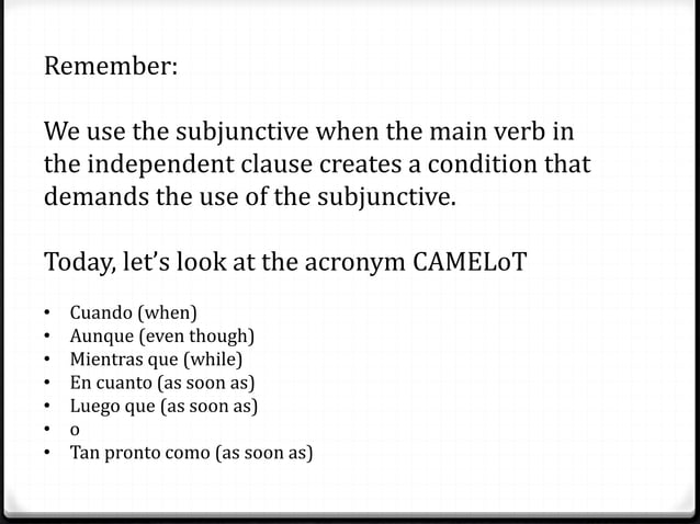 Subjunctive adverb clauses camelot | PPTX
