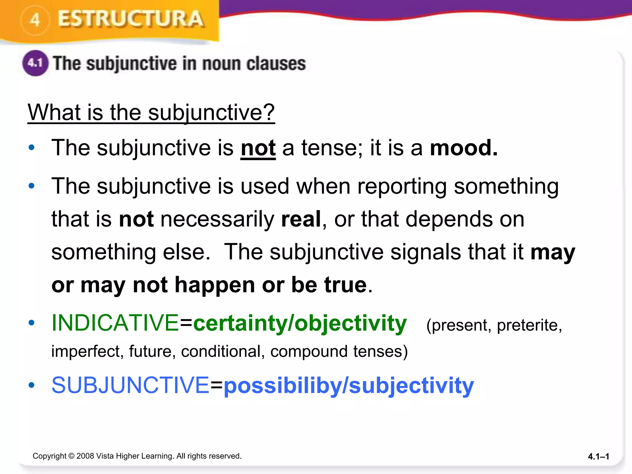 Subjunctive el subjuntivo ppt | PPTX