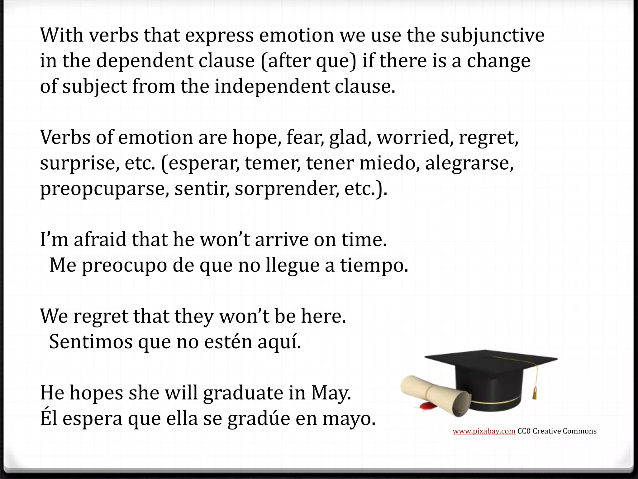 Subjunctive with verbs of emotion | PPTX