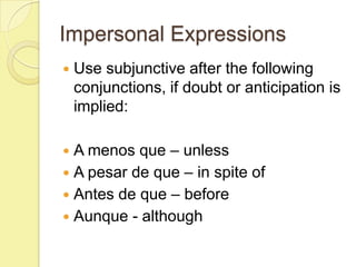 Subjunctive - Spanish II | PPTX