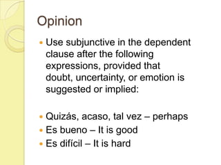 Subjunctive - Spanish II | PPTX