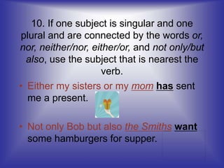 SUBJECTVERBAGREEMENT RULES PRESENTATION.ppt