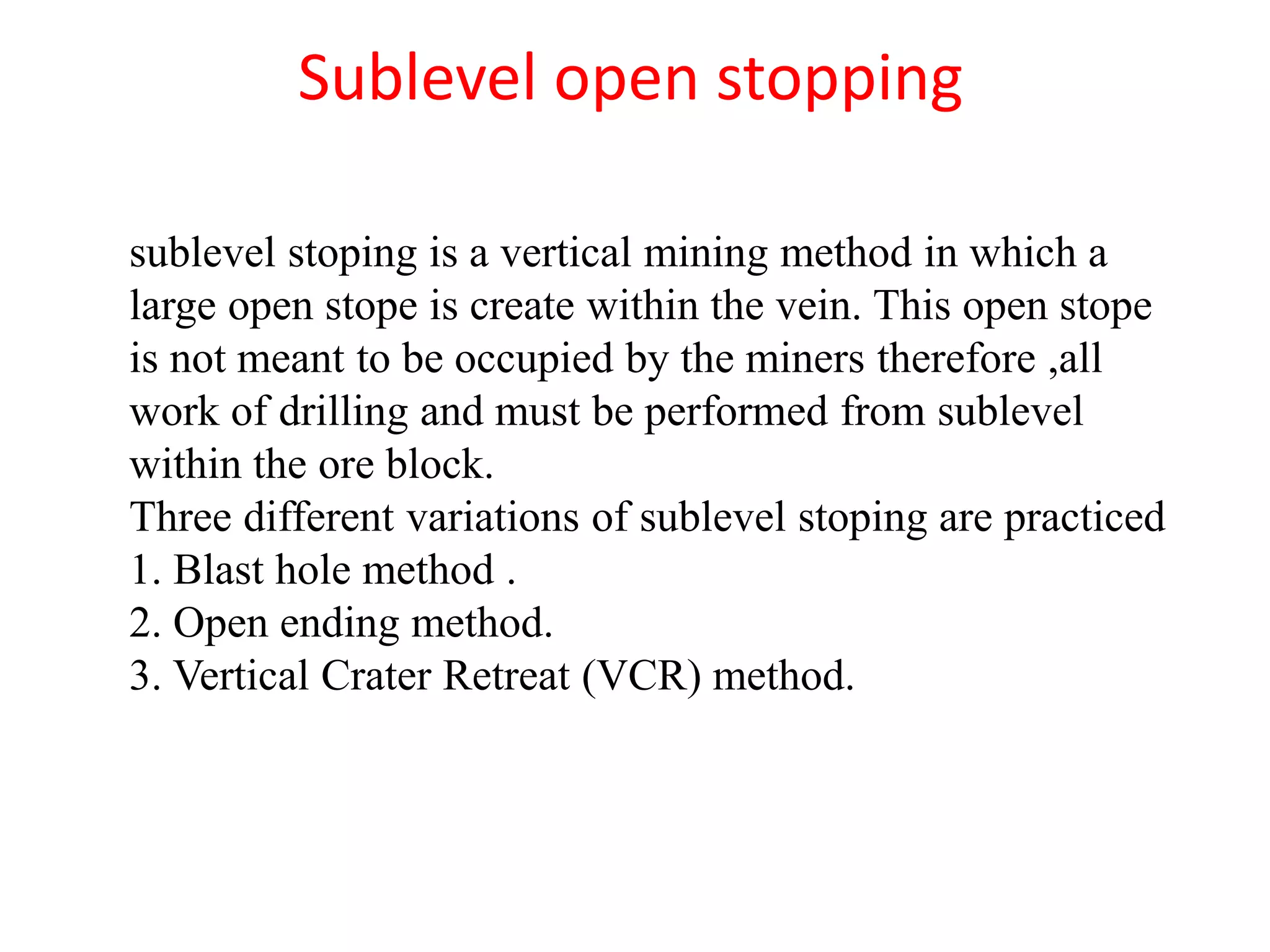 Sublevel open stopping assignment | PDF