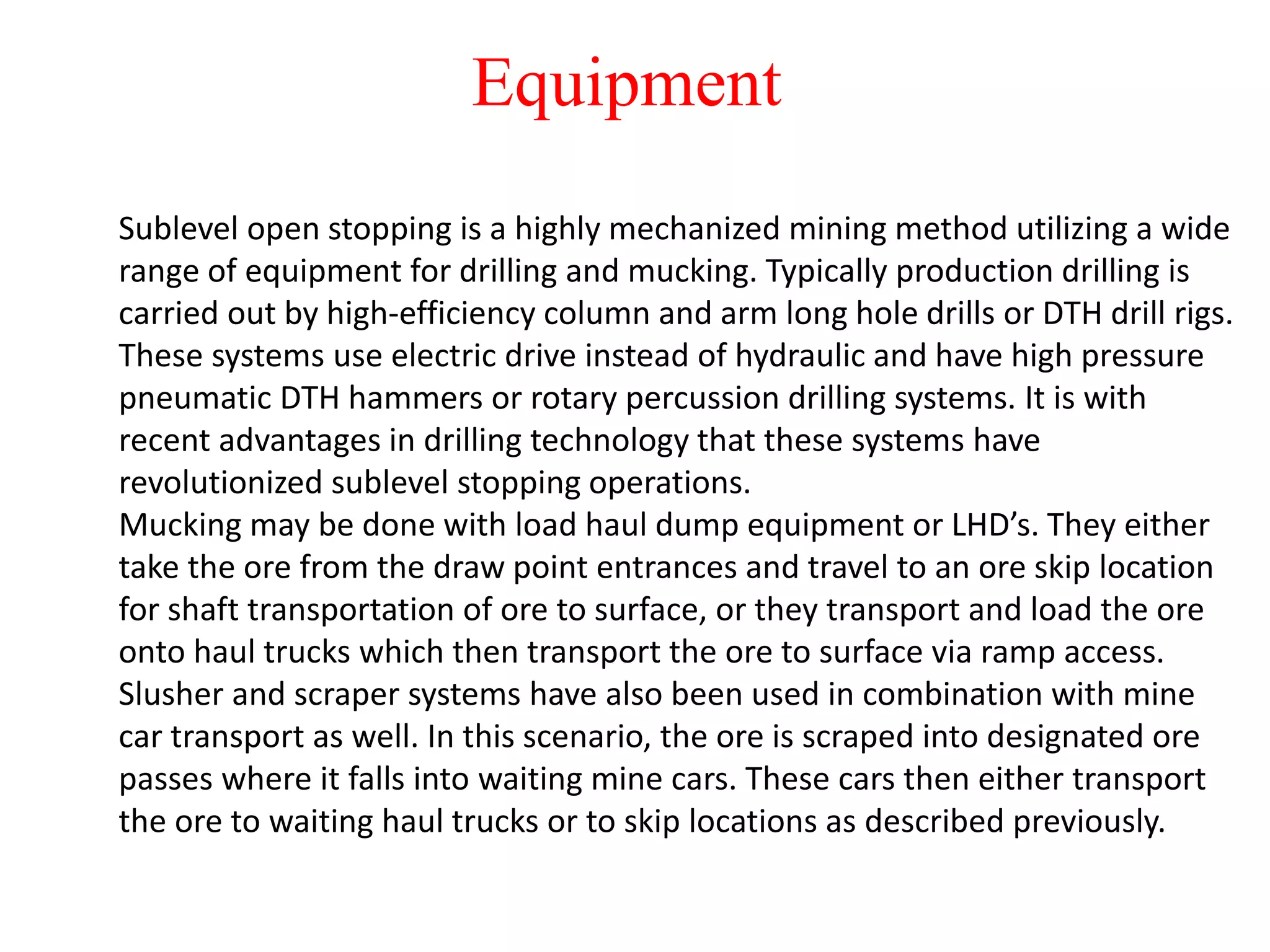 Sublevel open stopping assignment | PDF