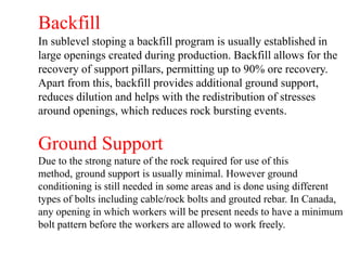 Sublevel open stopping assignment | PDF