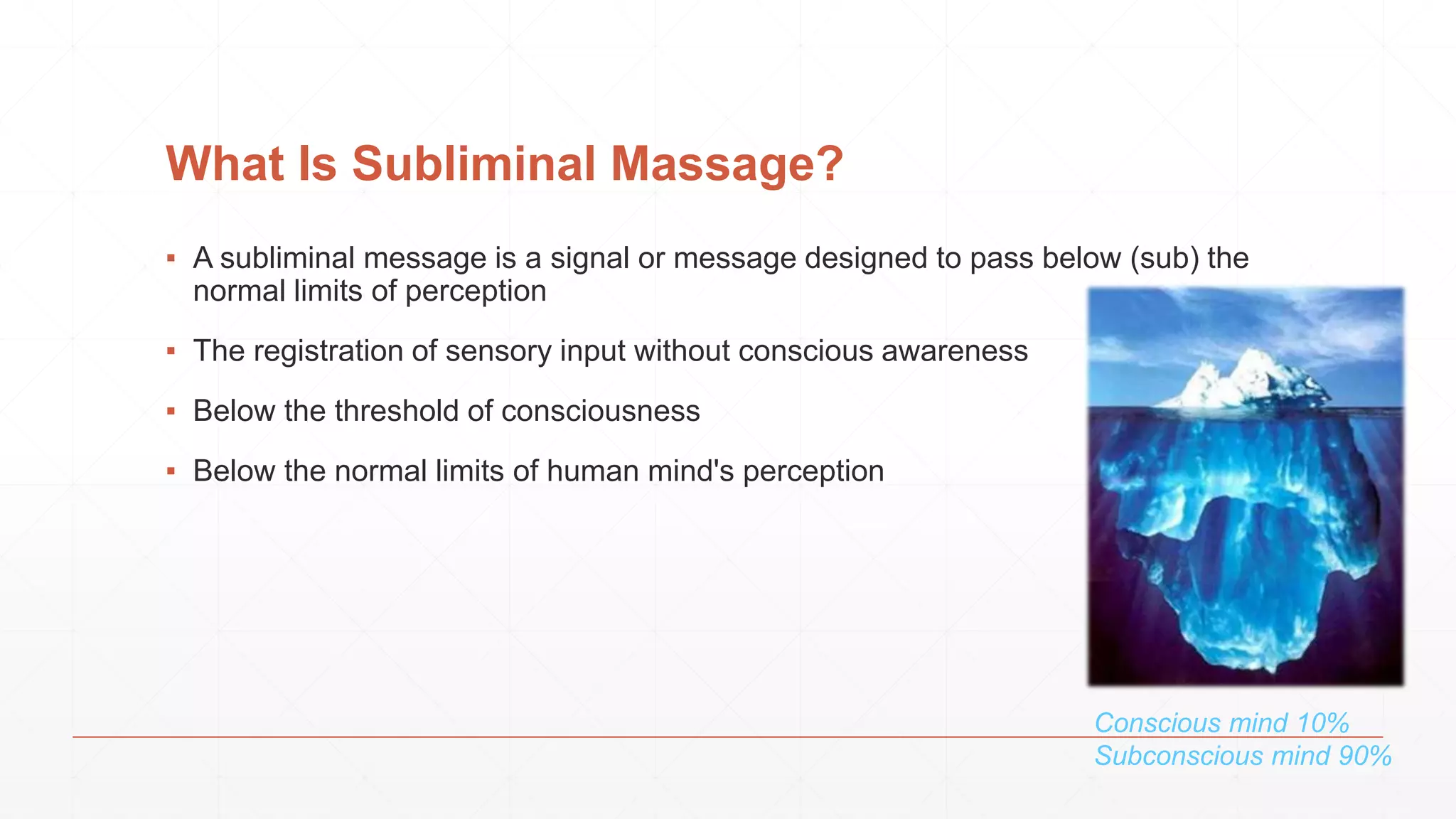 Subliminal advertisements and its influences on our behavior | PPT