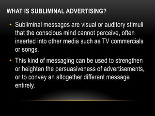 Subliminal advertising ppt | PPT