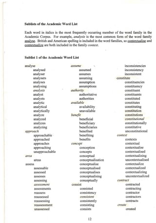 Academic Word List - Sublist 1 | PDF