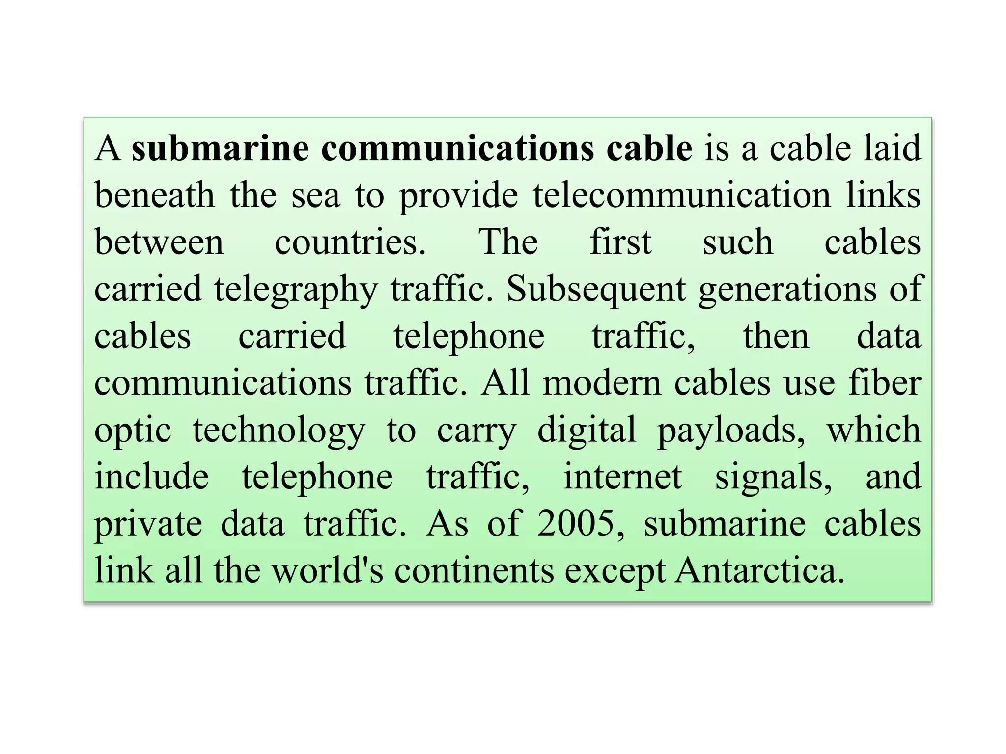 Submarine communication cable technology | PPT