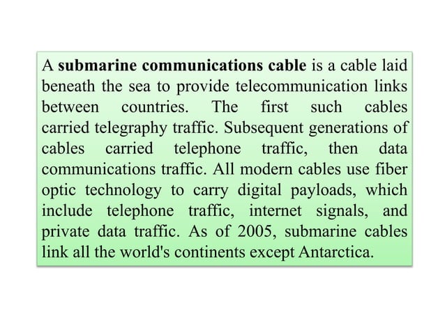 Submarine communication cable technology | PPT