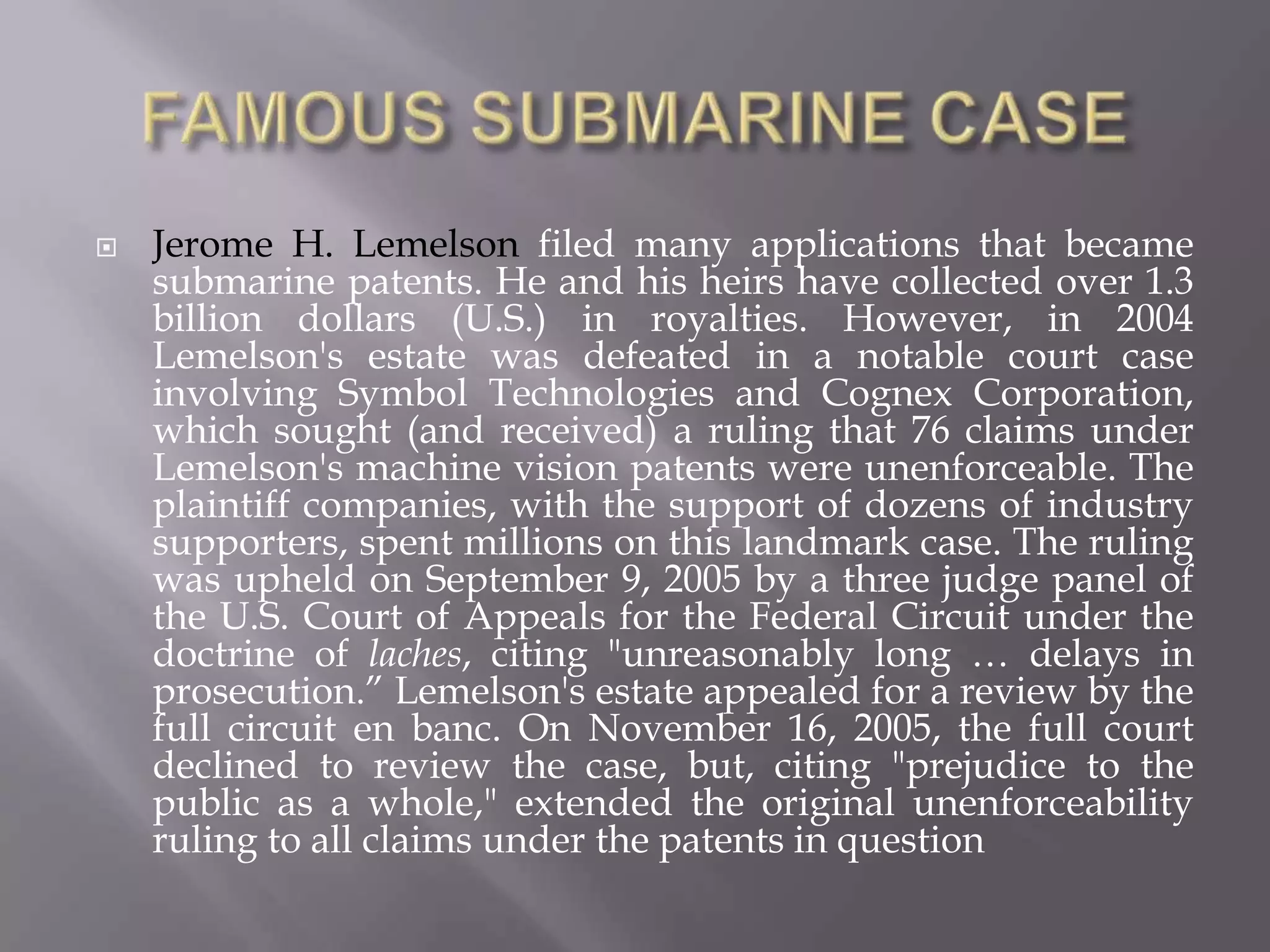 Submarine patents | PPTX