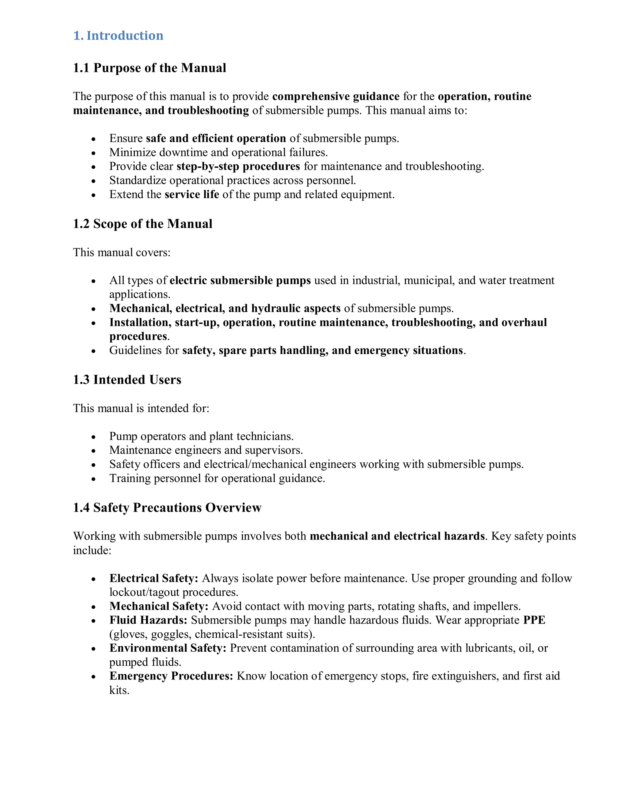 Submersible Pump Operation, Maintenance & Troubleshooting Manual | PDF