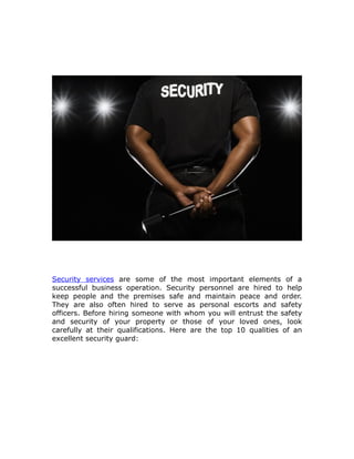 Top 10 Qualities Every Excellent Security Guard Should Have | DOC