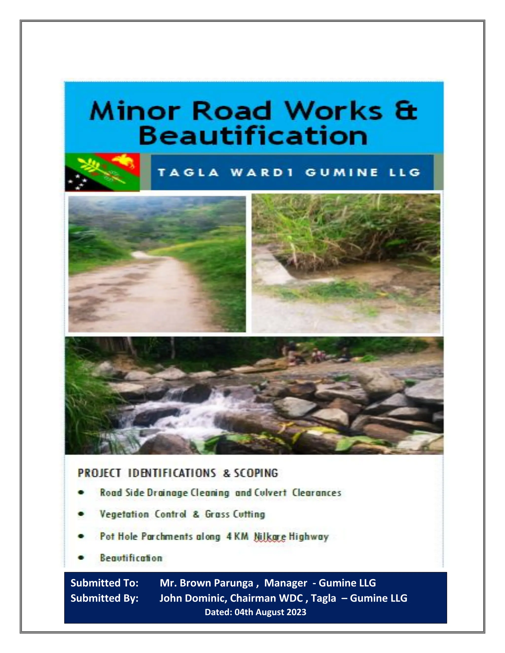 Minor Road Works. Tagla Gumine District ,Simbu Province | PDF