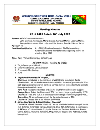 Minor Road Works. Tagla Gumine District ,Simbu Province | PDF