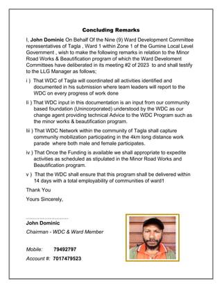 Minor Road Works. Tagla Gumine District ,Simbu Province | PDF