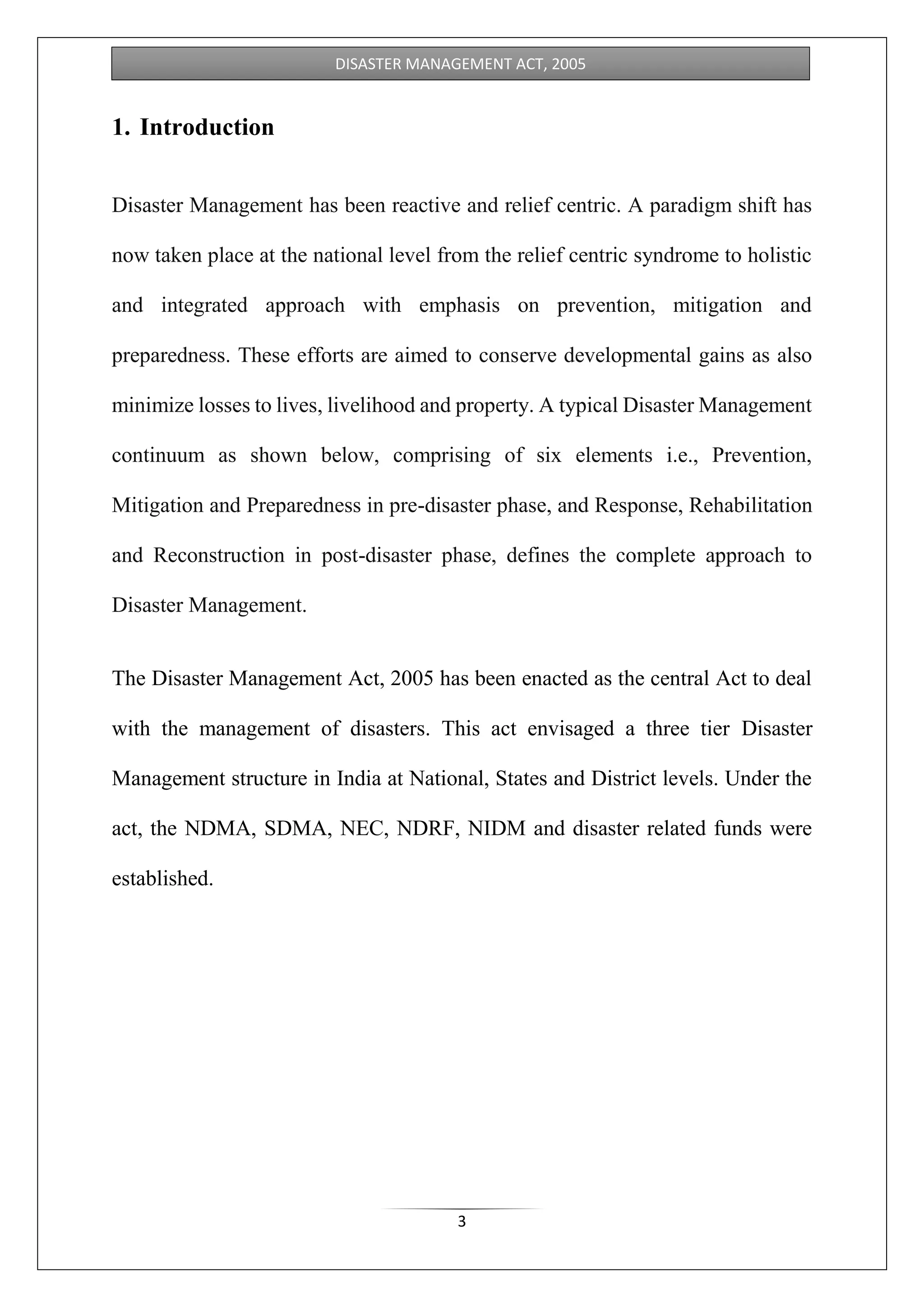 Disaster Management Act, 2005 | PDF