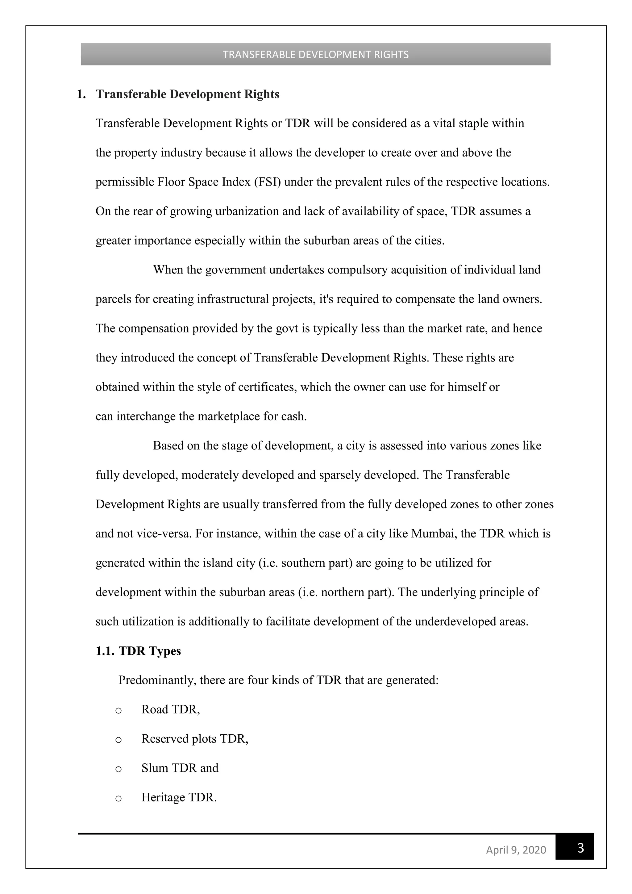 Transferable Development Rights | PDF