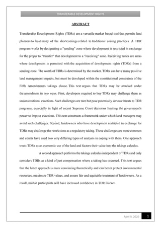 Transferable Development Rights | PDF