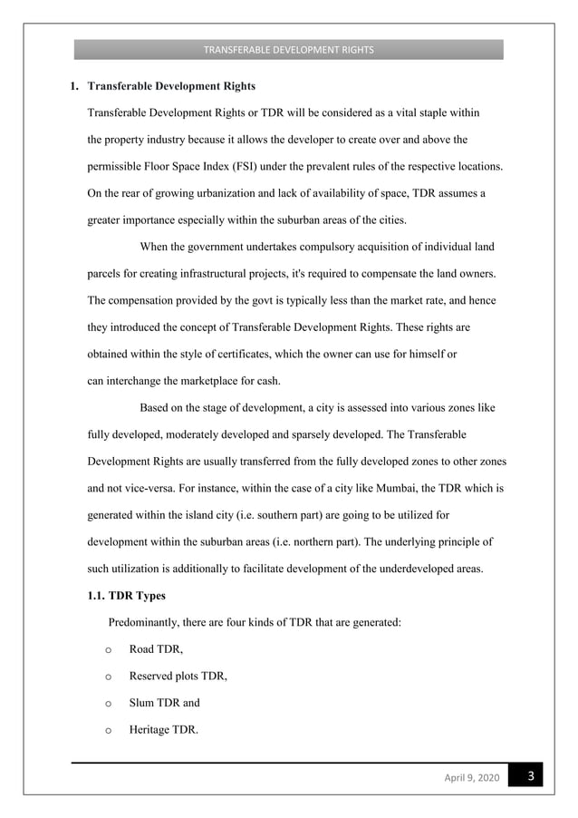 Transferable Development Rights | PDF