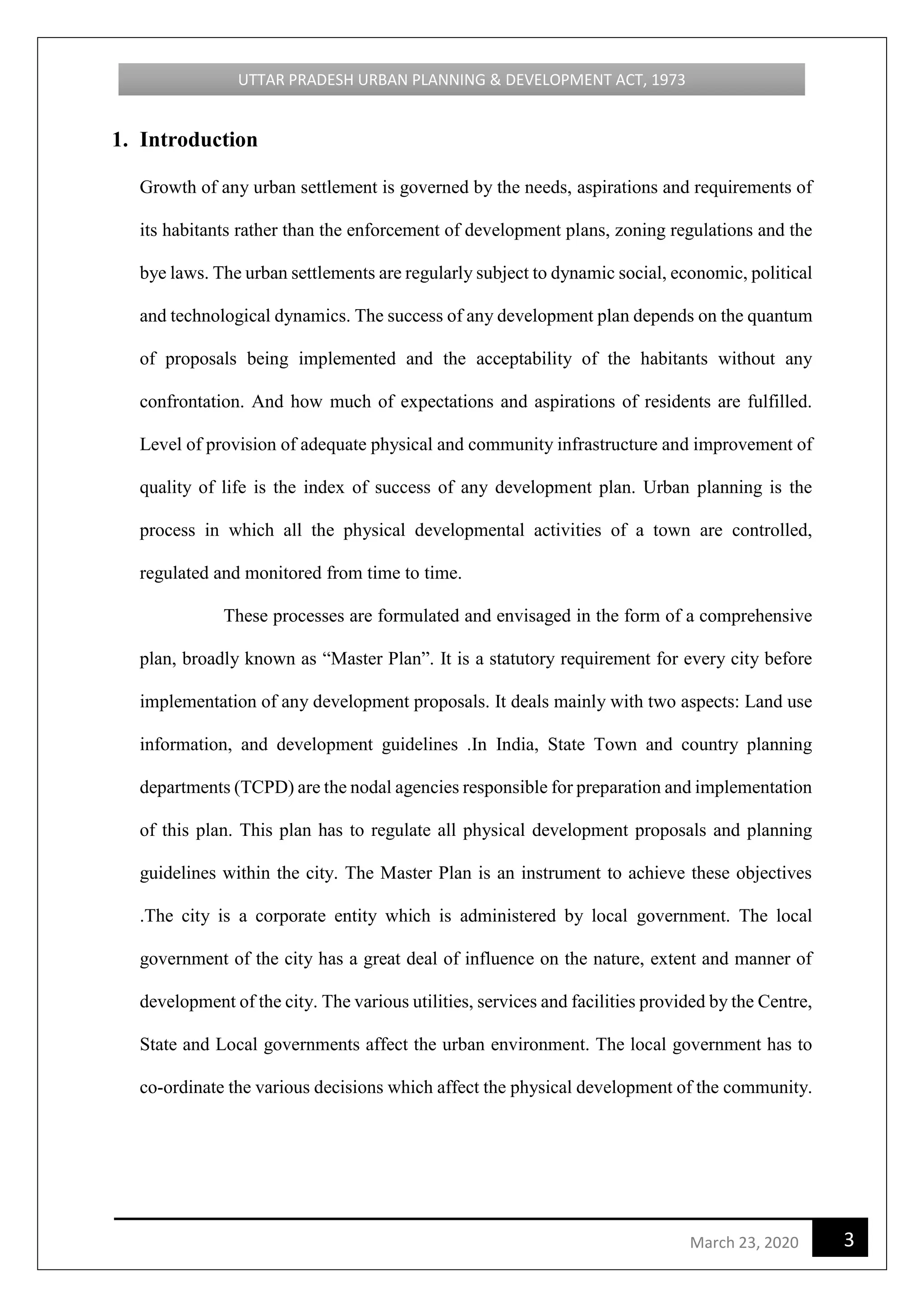 Urban Planning & Development Act, 1973 | PDF