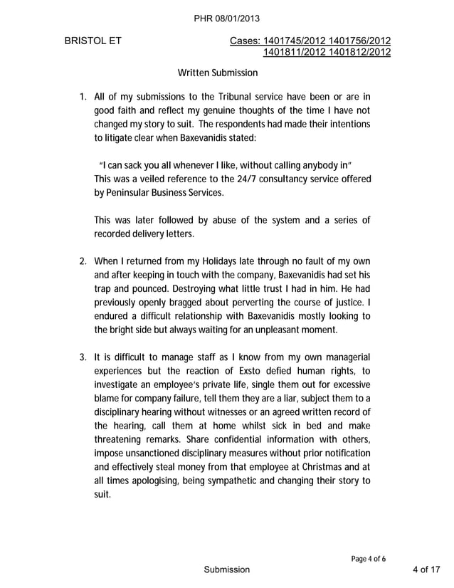 Employment Tribunal Written Submission | PDF | Law