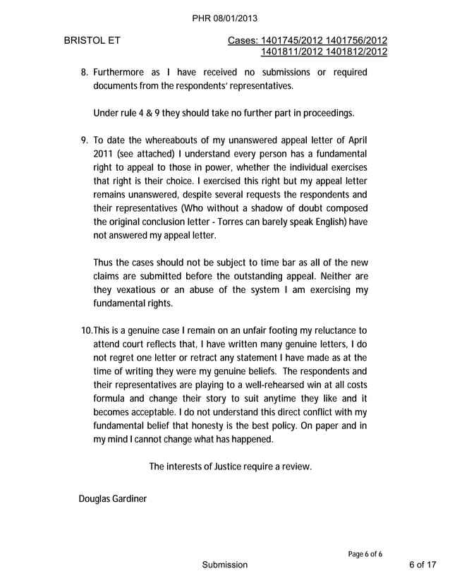 Employment Tribunal Written Submission | PDF | Law