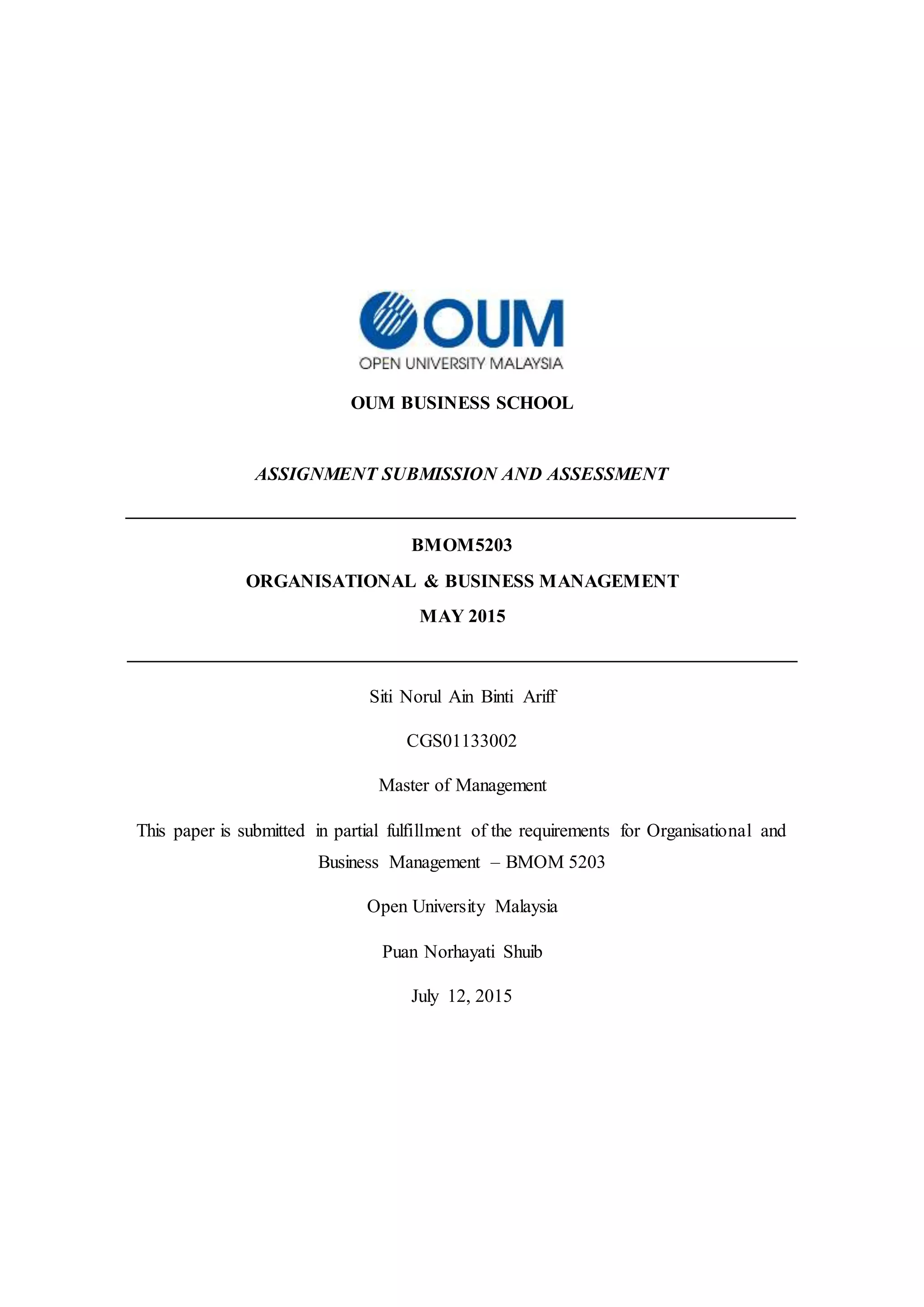 ORGANISATIONAL & BUSINESS MANAGEMENT | DOCX