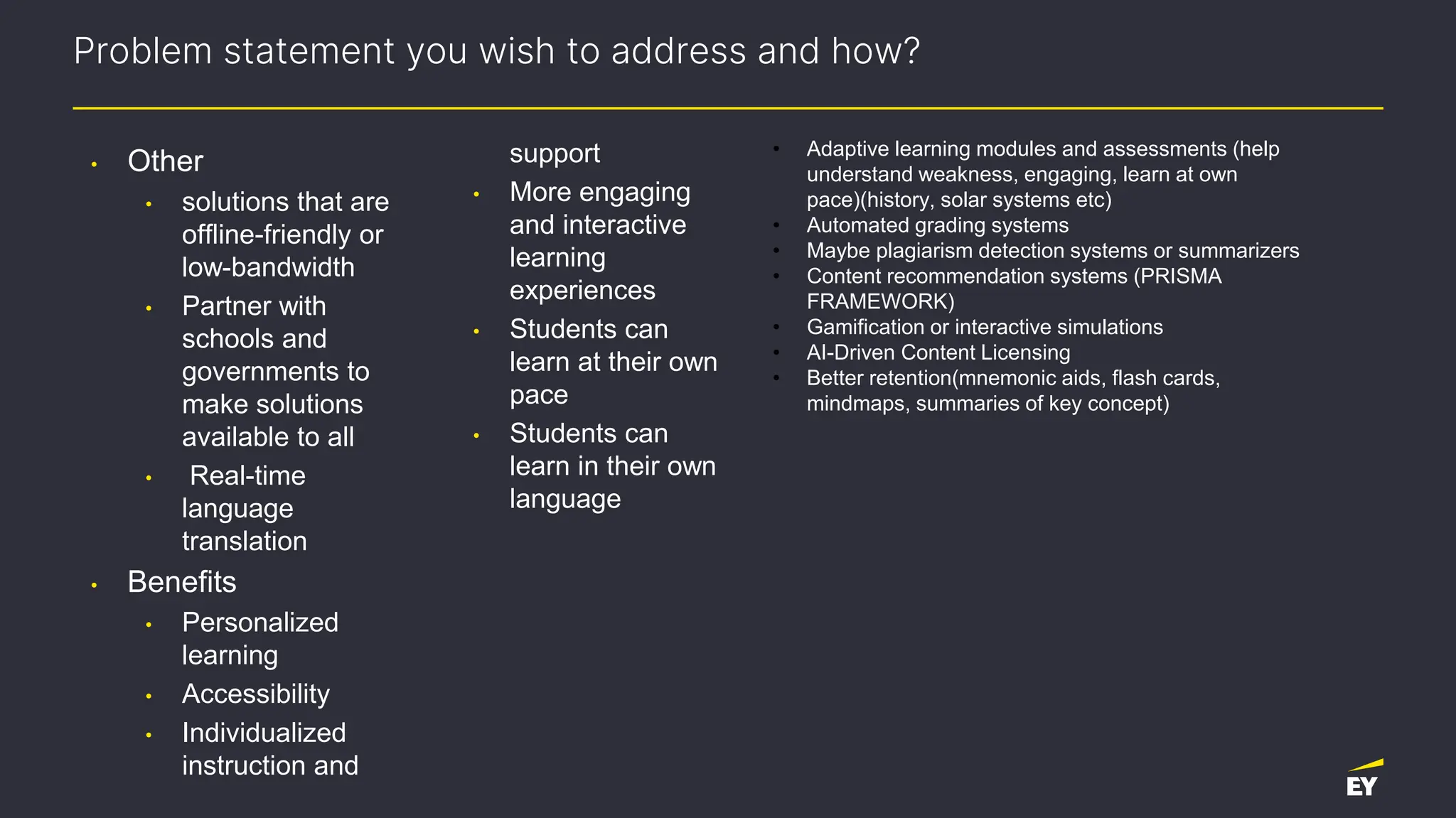 EY Techathon 4.0 Executive Summary Submission | PPTX