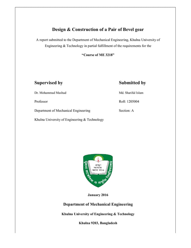Design and construction of Bevel gear | PDF
