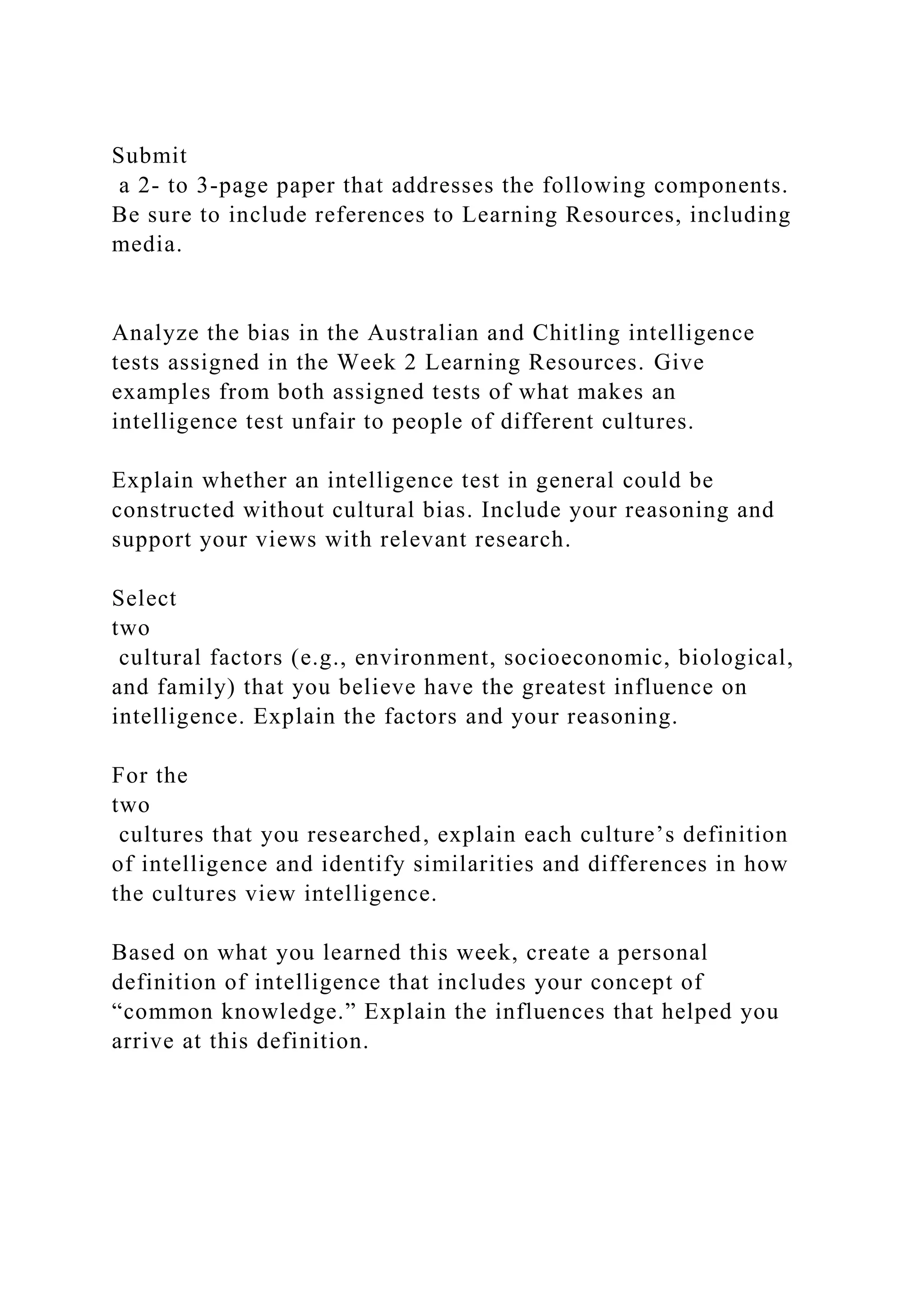 Submit a 2- to 3-page paper that addresses the following component.docx