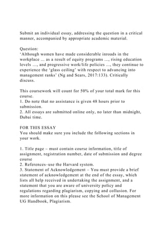 Submit an individual essay, addressing the question in a critical .docx