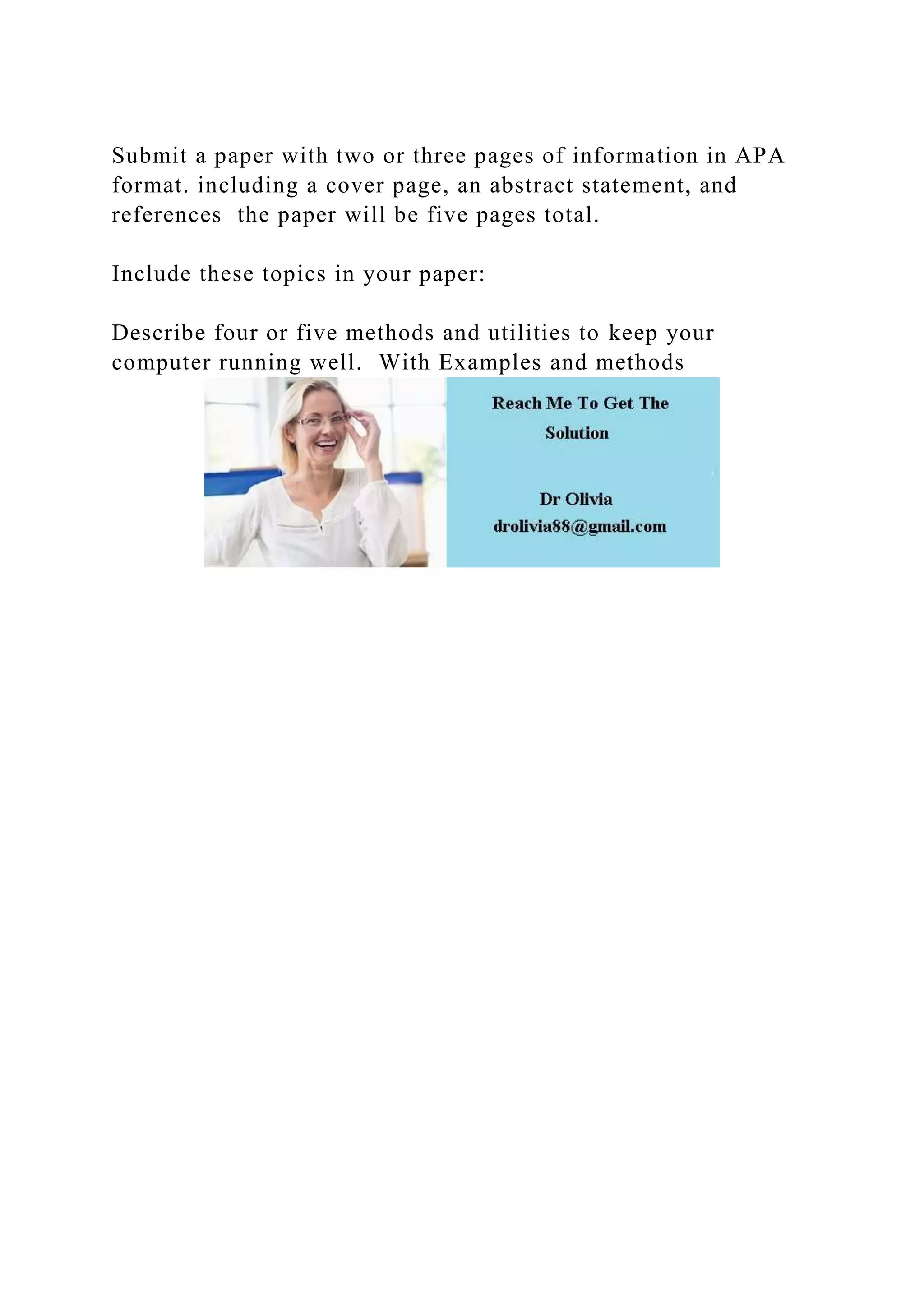 Submit a paper with two or three pages of information in APA format..docx