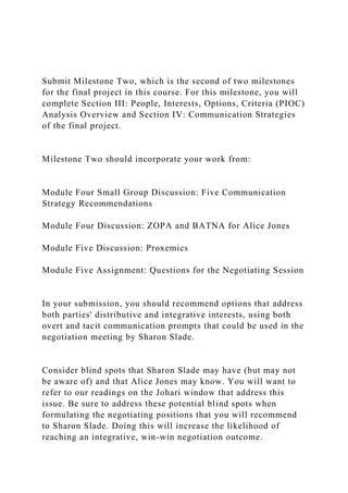 Submit Milestone Two, which is the second of two milestones for .docx ...