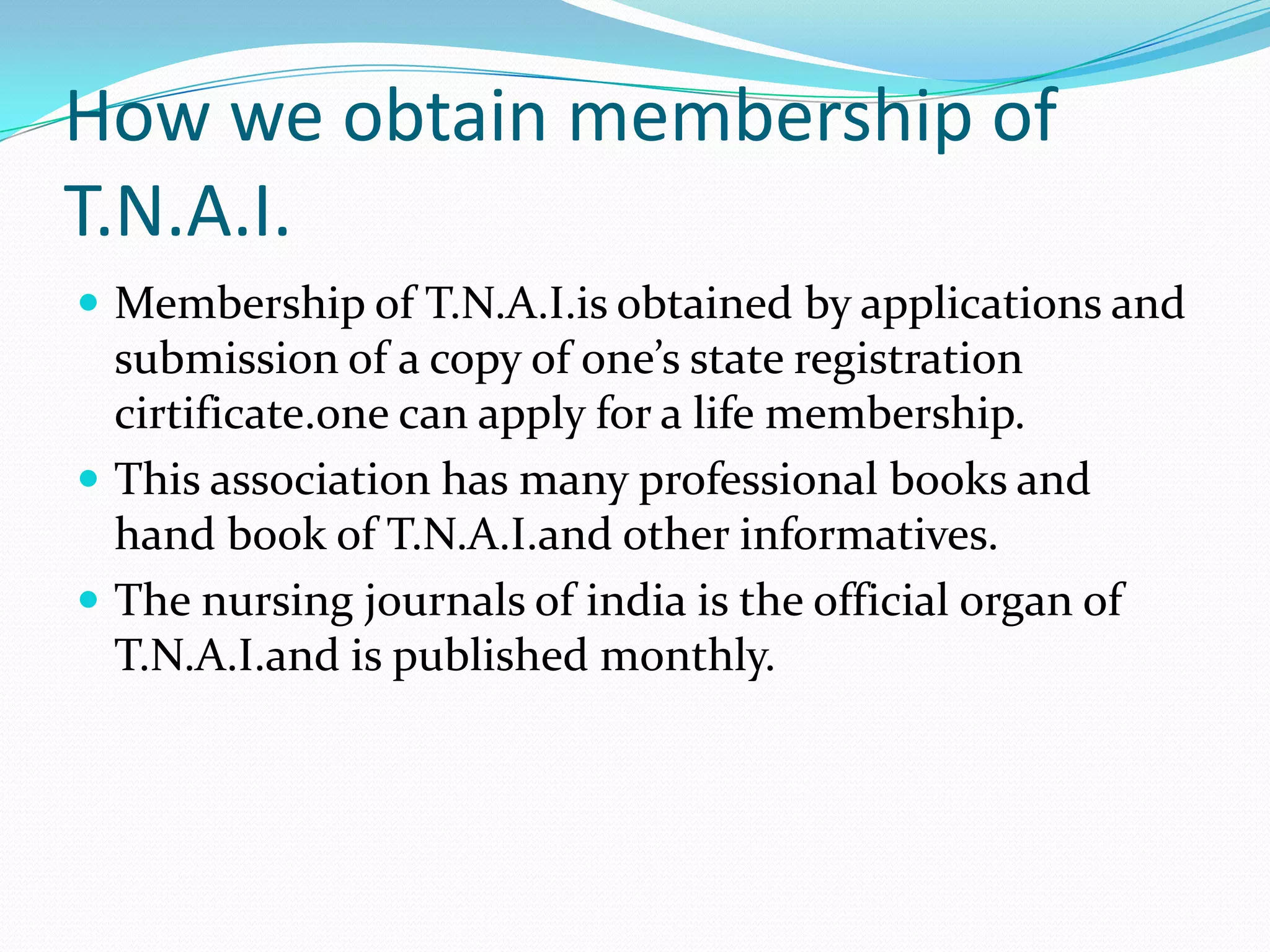 Trained Nurses Association of India | PPTX