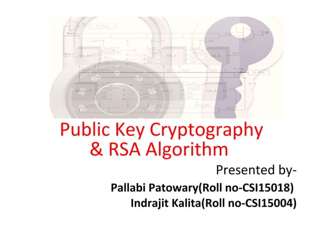 Public Key Cryptography and RSA algorithm | PPT | Information and Network Security | Computing