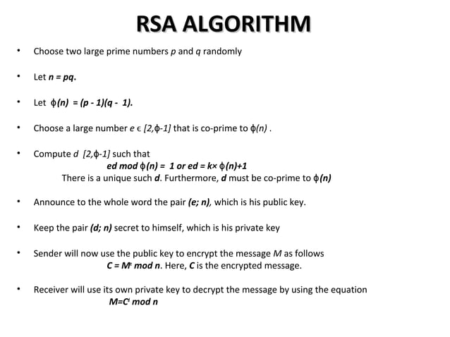 Public Key Cryptography and RSA algorithm | PPT | Information and ...