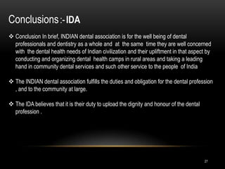 indian dental association and dental council of india Submitted by – Dr.Rishabh jain | PPTX