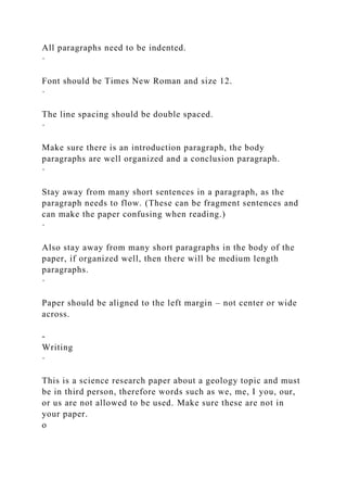 Submit the finished product for your Geology Project. Please include.docx