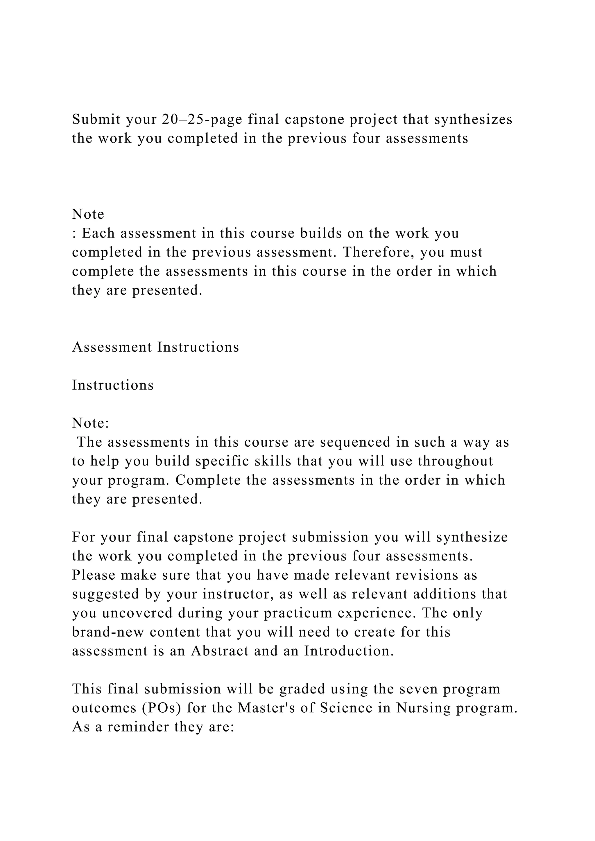 Submit your 20–25-page final capstone project that synthesizes the.docx